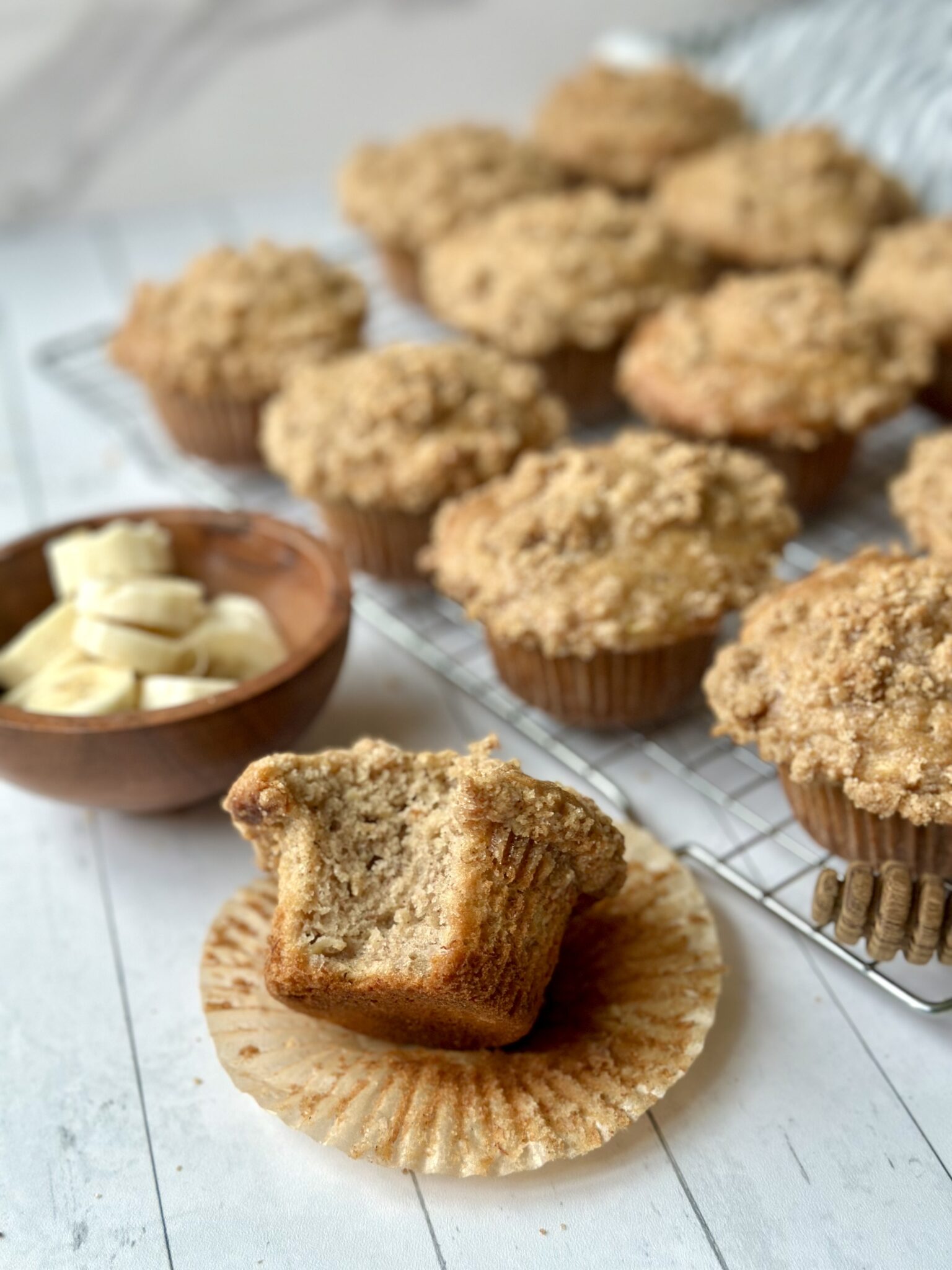 Sourdough Banana Crumble Muffins - Friend in Knead