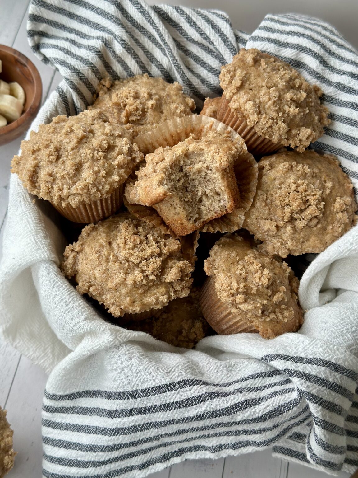Sourdough Banana Crumble Muffins - Friend in Knead