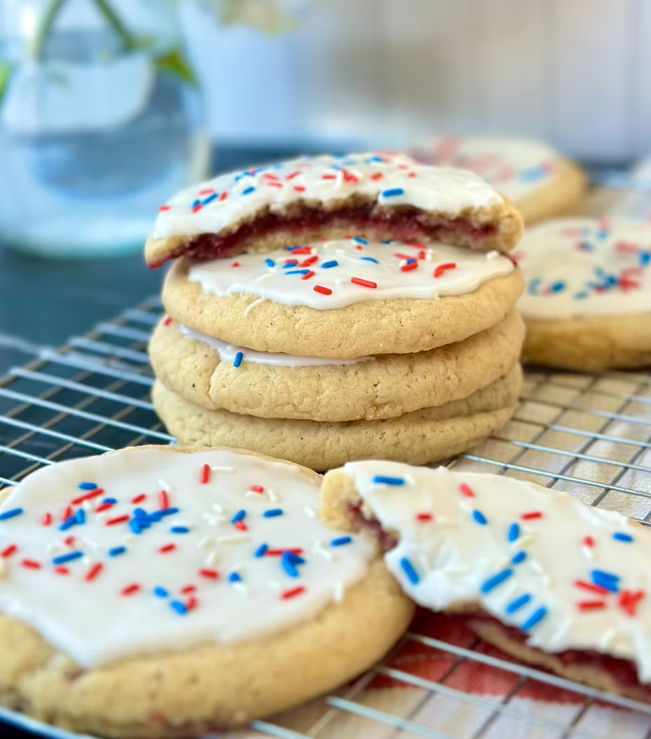Sourdough Raspberry Pop-Tart Cookies - Friend in Knead